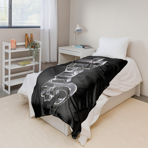 Rocksax - Ghost - Chrome Logo - Sherpa Fleece Throw (50 in x 60 in)