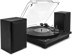 Victrola VM-135-BLK Montauk Bluetooth Turntable System with Speakers ...