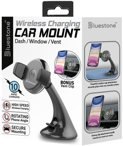 Bluestone McW2Bk 2/1 Wireless Car Charger 10W Blk - Bluestone Mcw2bk 2/ ...